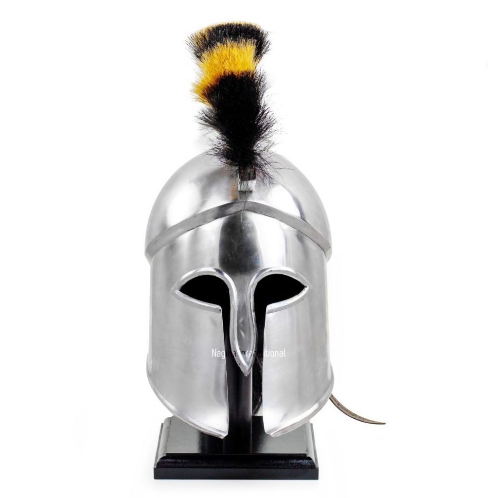 Medieval Knight Helmet With Plumes & Hair – Nagina International