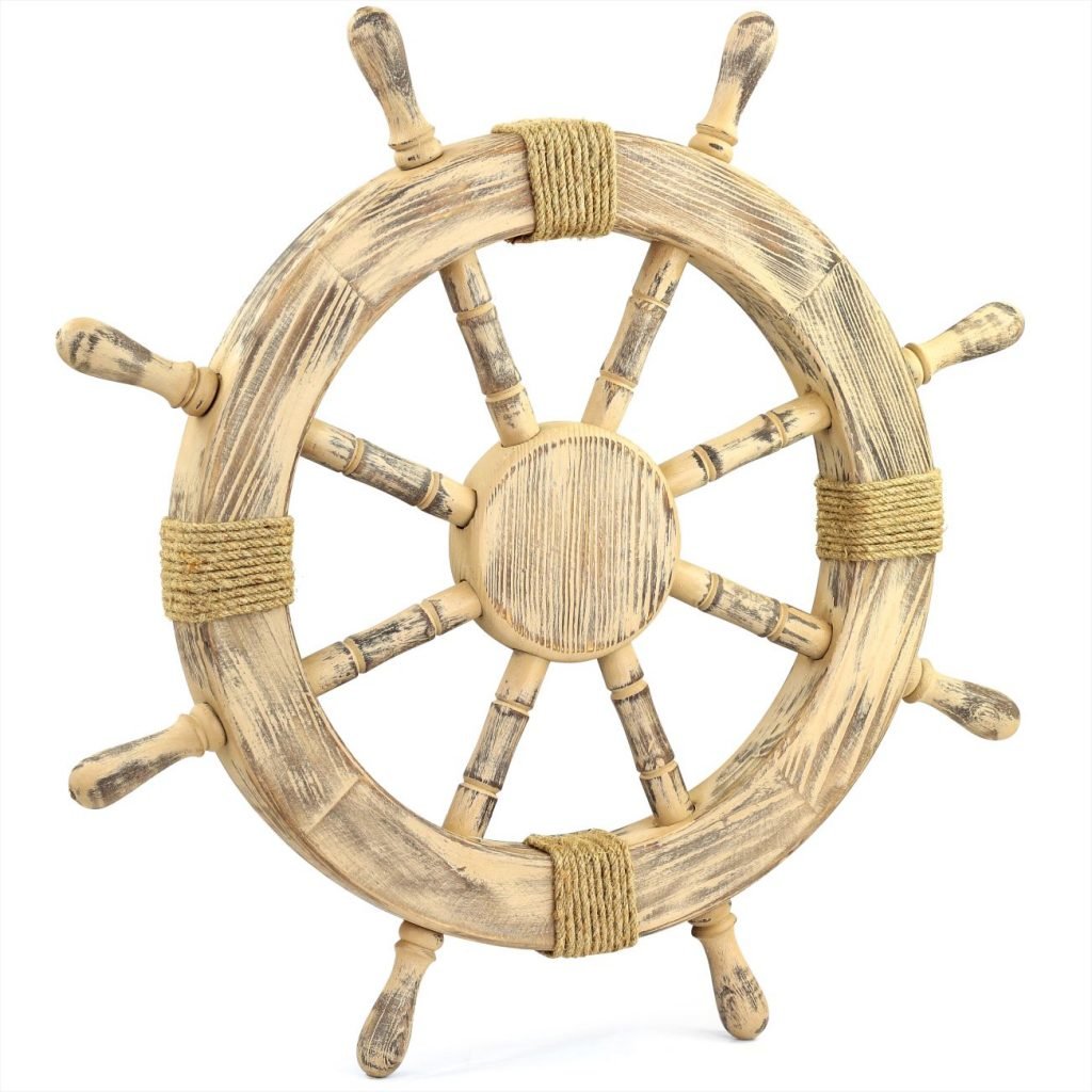 Nagina International 24" Nautical Black Pirate Boat Ship Wheel with 4 ...